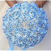 Amazon.com: Mhojpik Bridal Wedding Bouquet Round Bling Brooch Bouquet ...