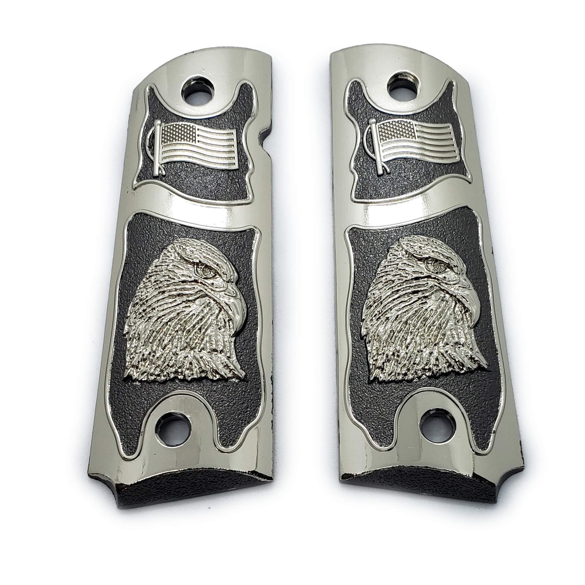 Buy Tek_ Custom Metal 1911 Grips Nickel Black 1911 Full Size Grips Bald ...
