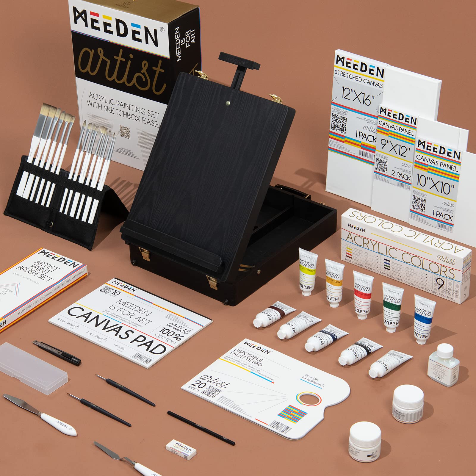 MEEDEN Acrylic Painting Set, Professional Art Set with Tabletop Easel ...