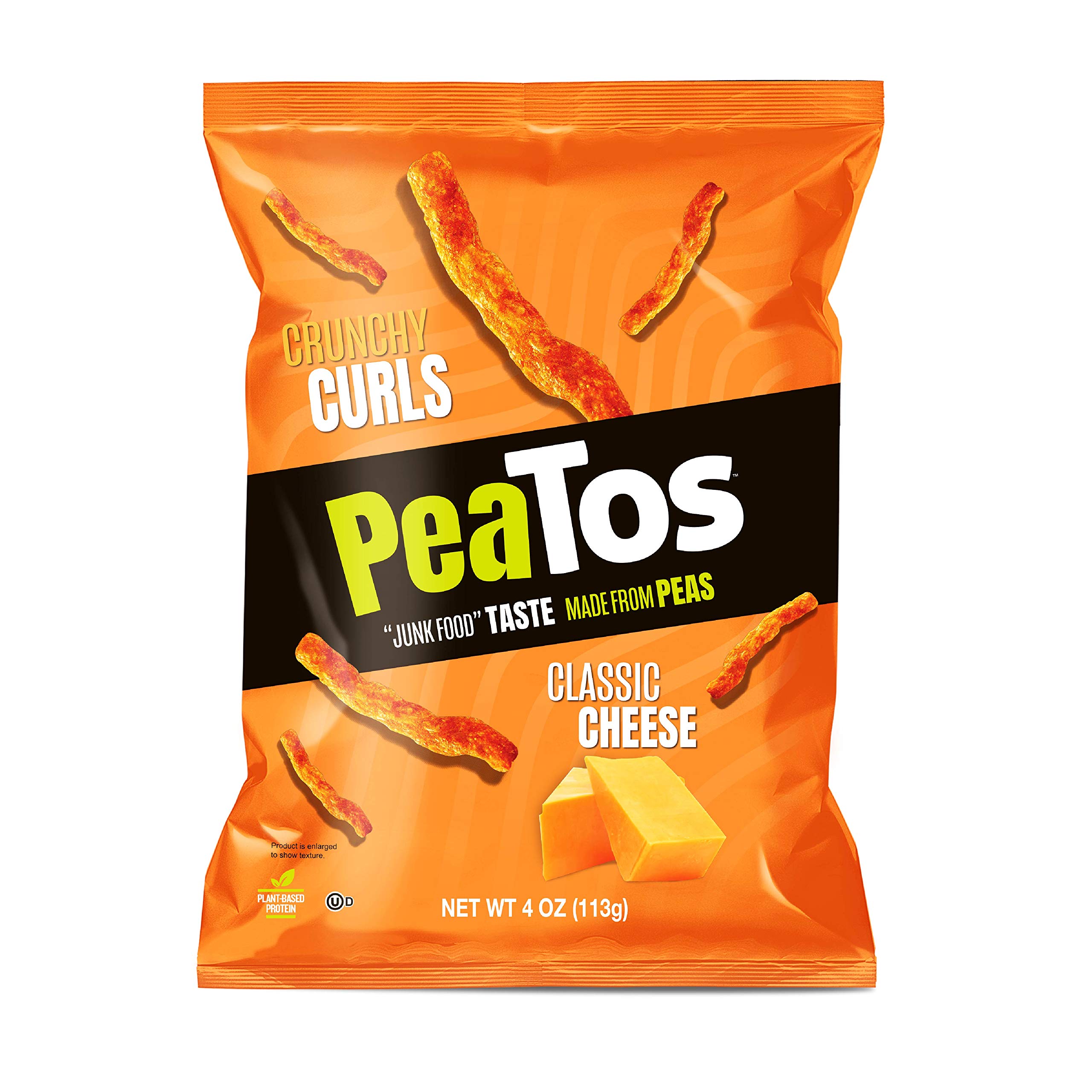 PeaTos Crunchy Curls Snacks, Classic Cheese, 4 Ounce (4 Count), Junk ...