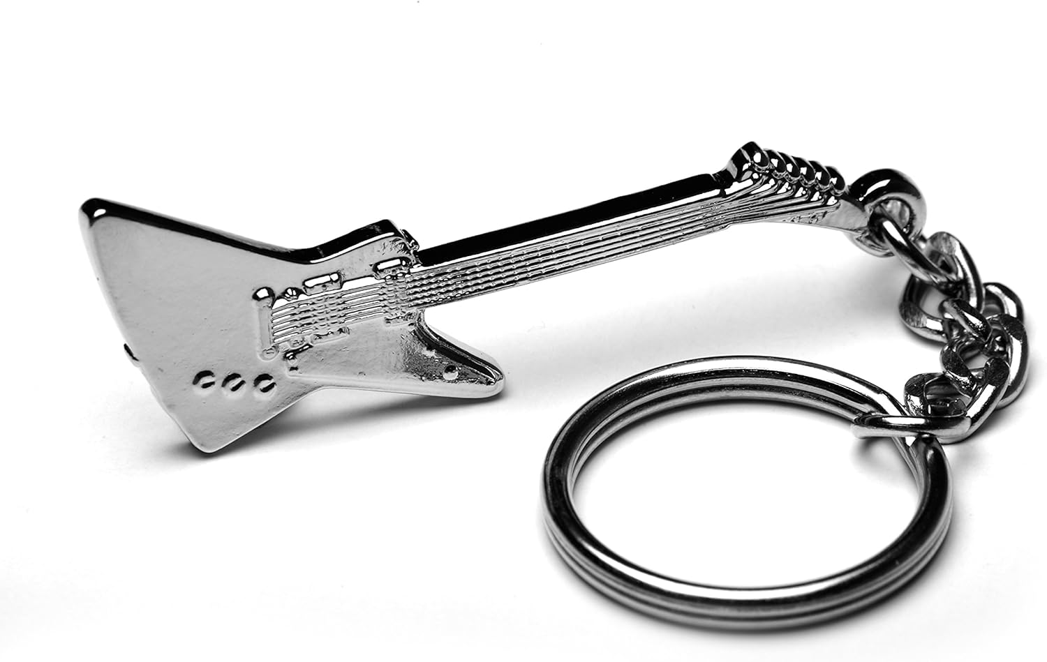 Electric Guitar Classic Rock Silver Metal Keyring Gibson Explorer Model ...