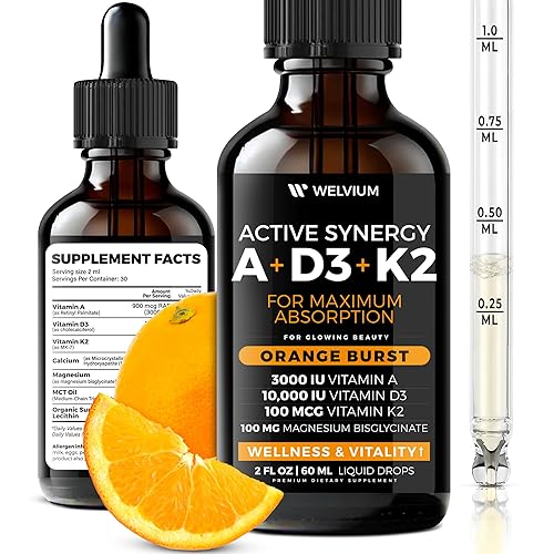 Liquid Vitamin D3 K2 Magnesium Liposomal Drops with 10000 IU ...