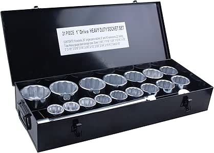 30202 STEEL CORE 21Pc 1" Drive Heavy Duty Jumbo Socket Set with Steel ...
