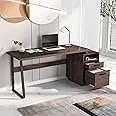 Amazon.com: Merax, Brown Computer Desk with Storage Drawers for Letter ...