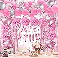 Amazon.com: ZERODECO Pink Birthday Party Decorations - Pompoms, Balloons, Fringe Curtain ...