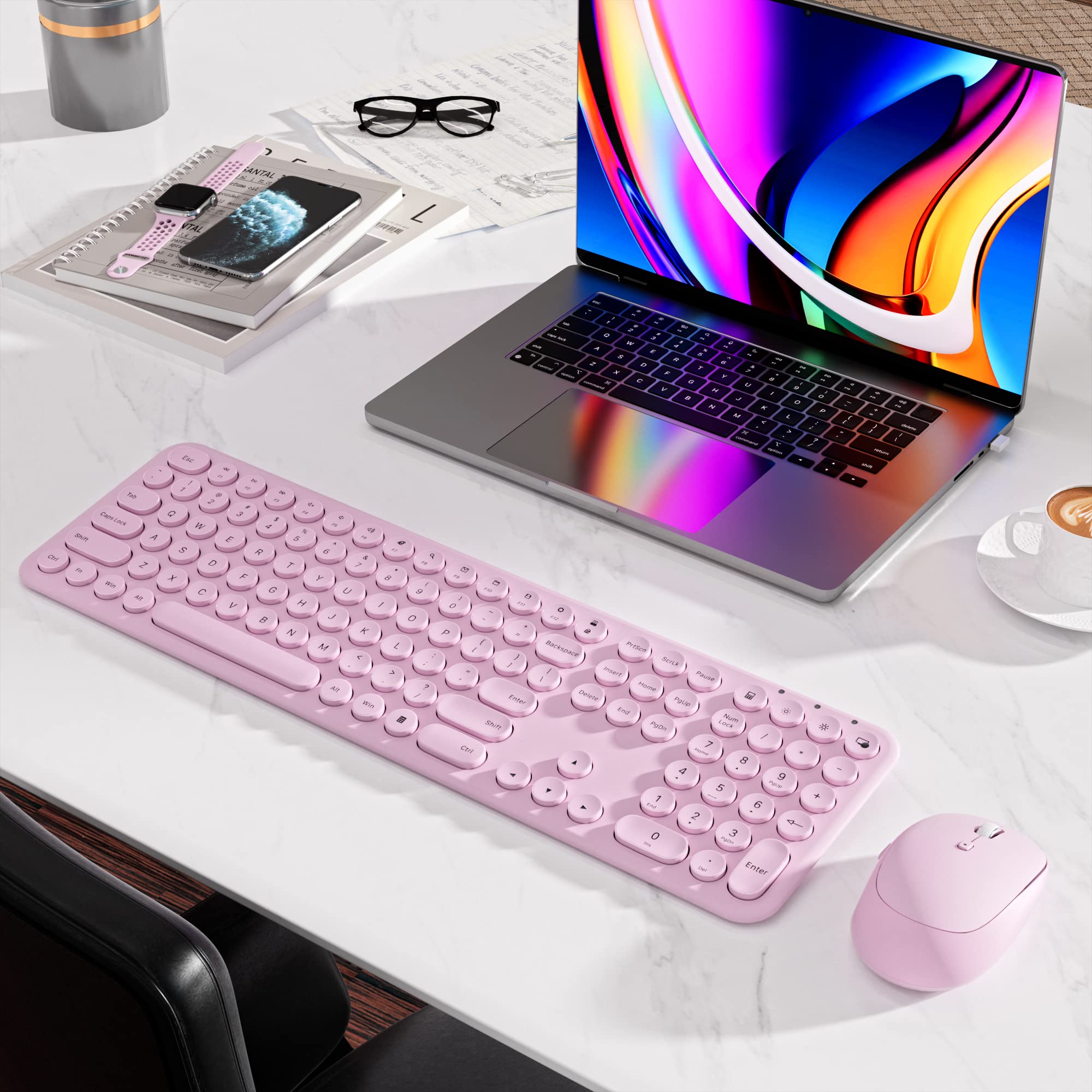 Mua Wireless Keyboard Mouse Combo - 2.4Ghz Aesthetic Quiet Pink ...