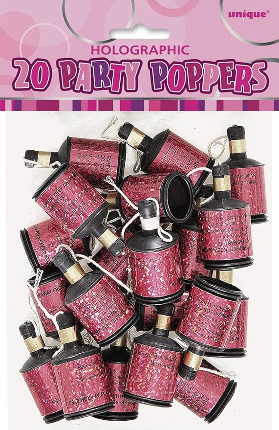 Unique Party 81110 - Glitz Pink Birthday Party Poppers, Pack of 20 ...