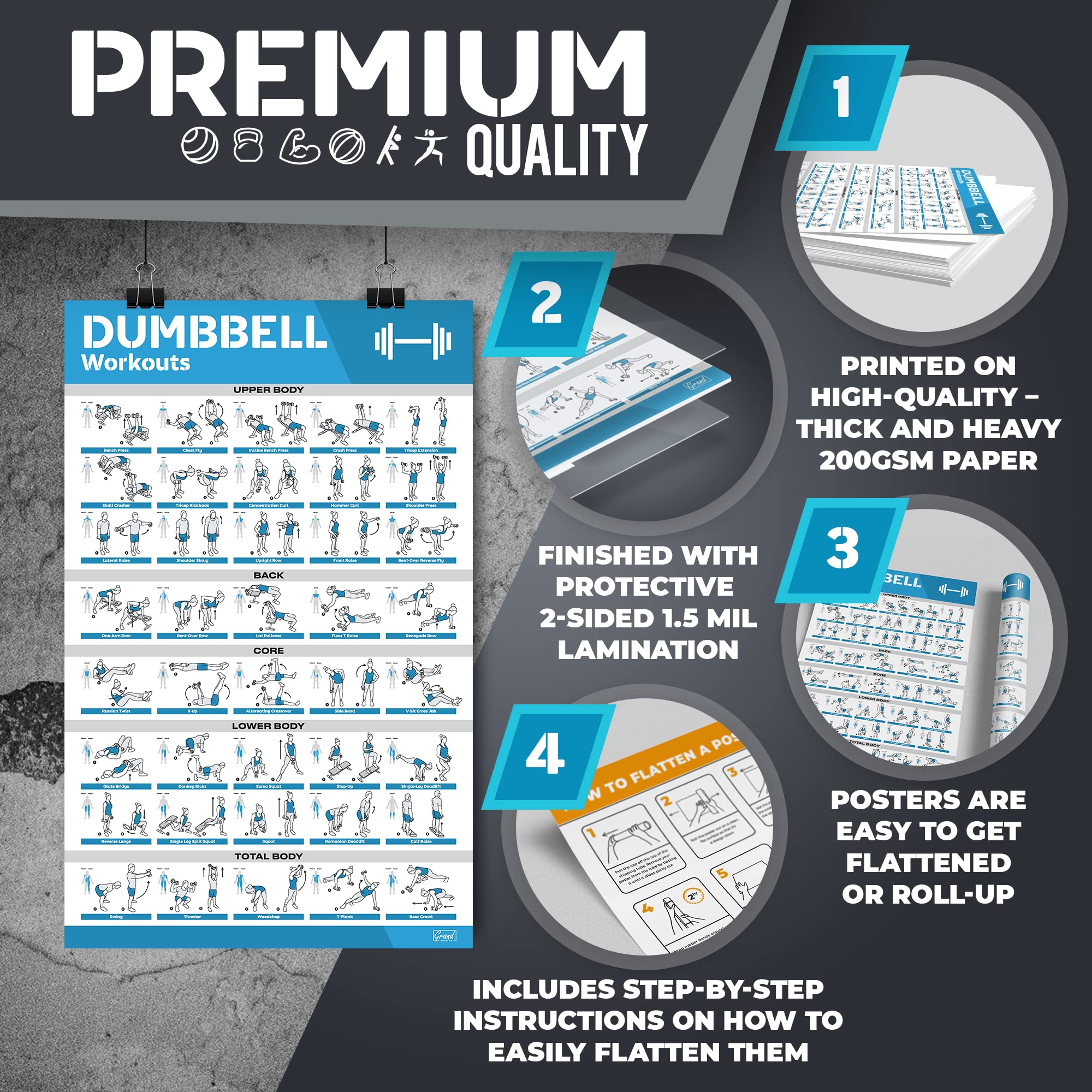 Mua [12-PACK] Laminated Large Workout Poster Set - Perfect Workout ...