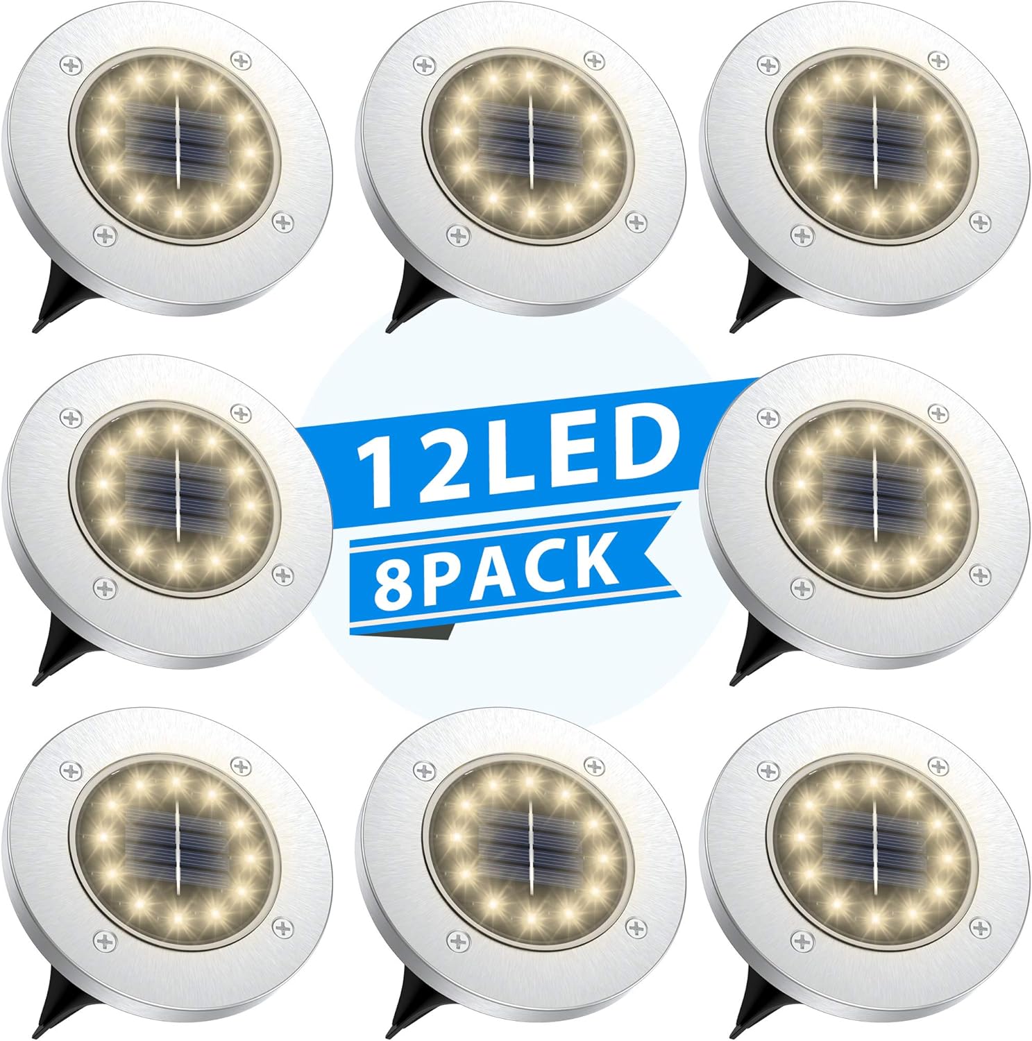 Garden & Patio 2 4 6x FLUSH STAINLESS STEEL ROUND SOLAR GROUND LED ...