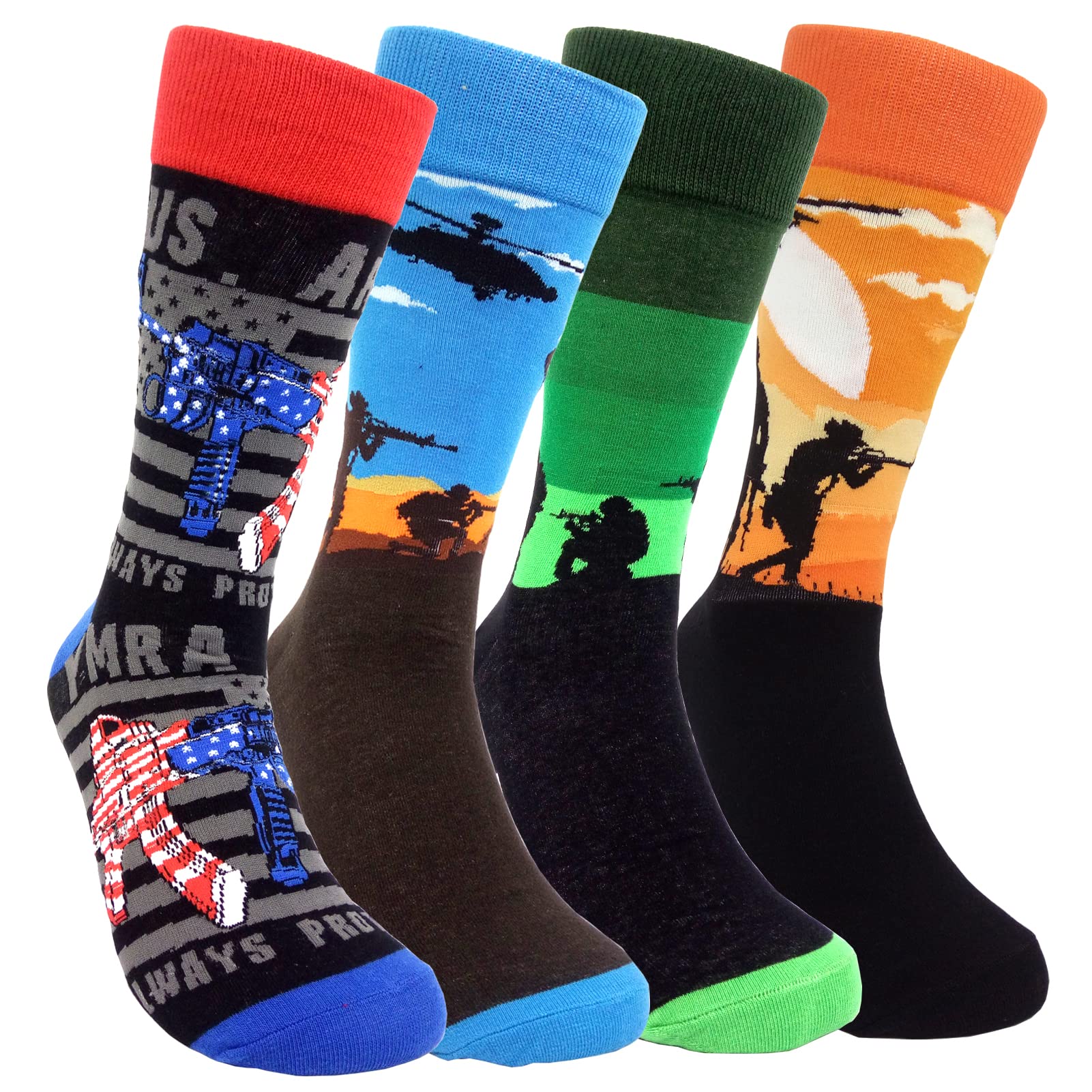 HSELL Mens Fun Patterned Dress Socks Funny Novelty Crazy Design Cotton ...