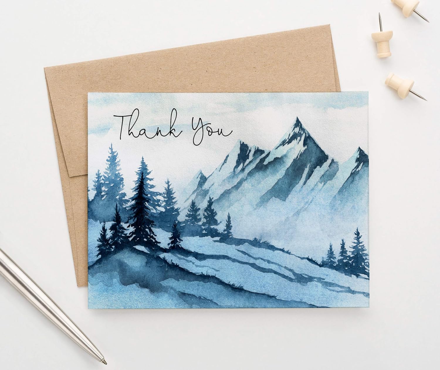 Amazon.com: Rustic Watercolor Landscape Thank You Cards with Envelopes ...
