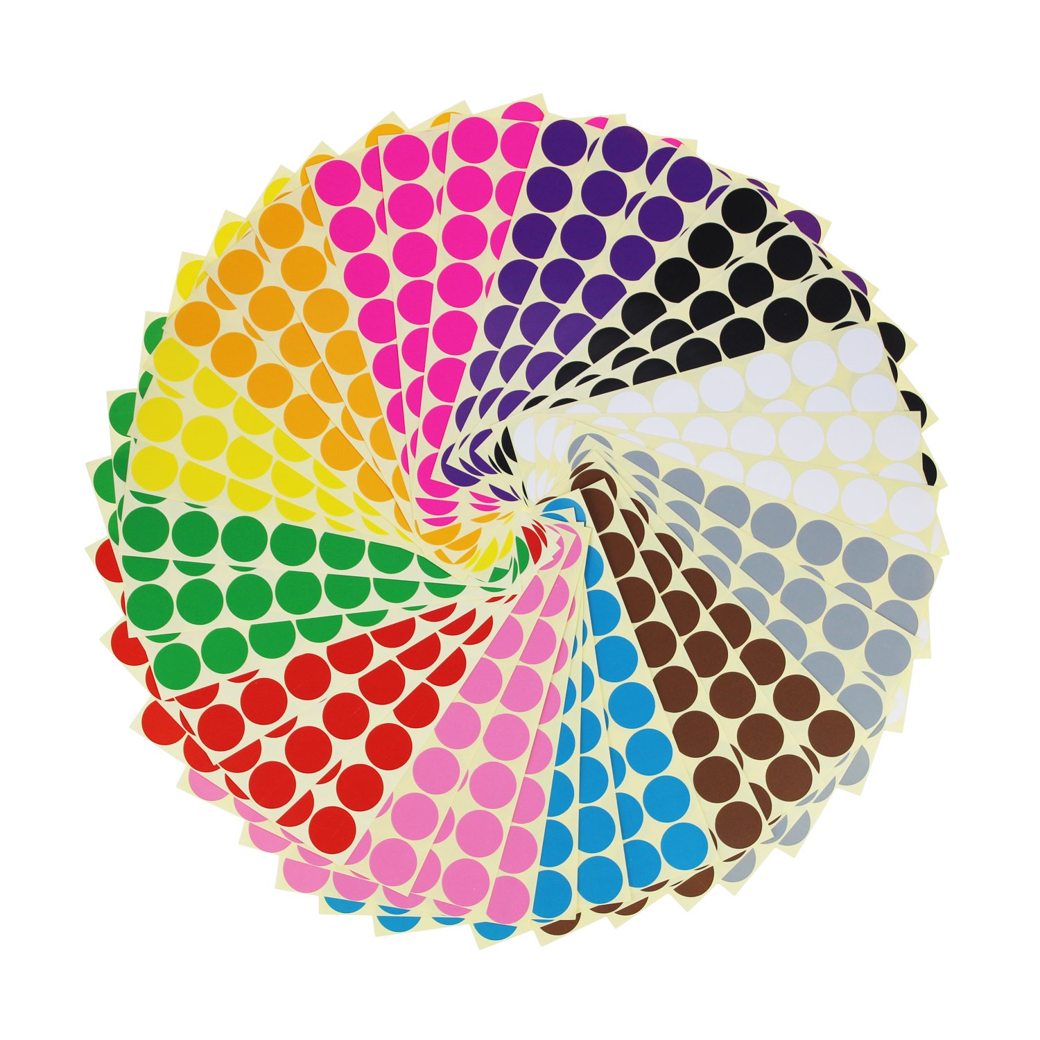 LJY 25mm Round Dot Stickers Color Coding Labels, 12 Different Assorted ...