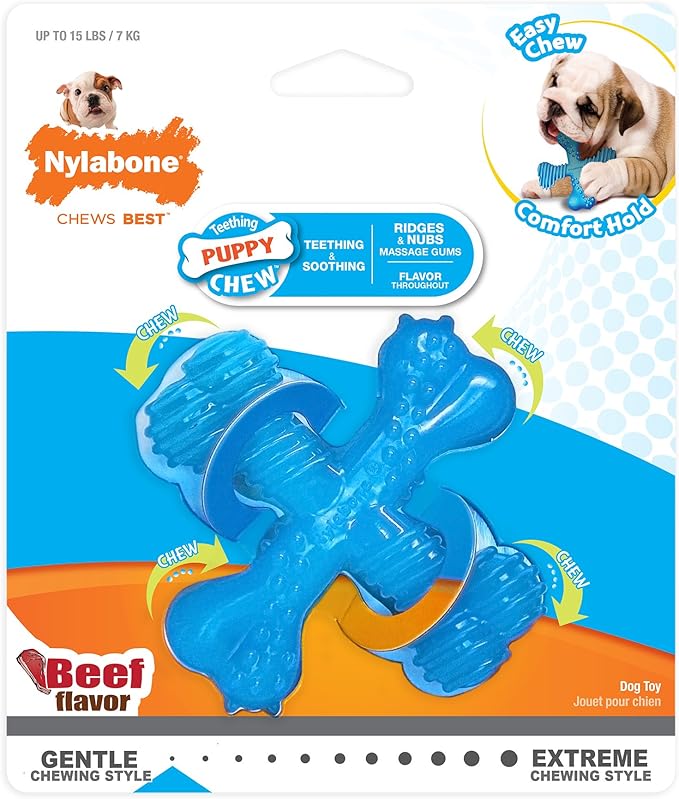 Nylabone Jouet à Mâcher d'Os en X Arôme Bœuf pour Les Petits Chiens ...