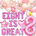 Amazon.com: 42 PCS Eight is Great Birthday Decoration Girls Eight is ...