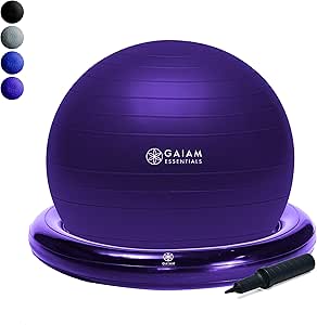 Gaiam Essentials Balance Ball & Base Kit, 65cm Yoga Ball Chair ...