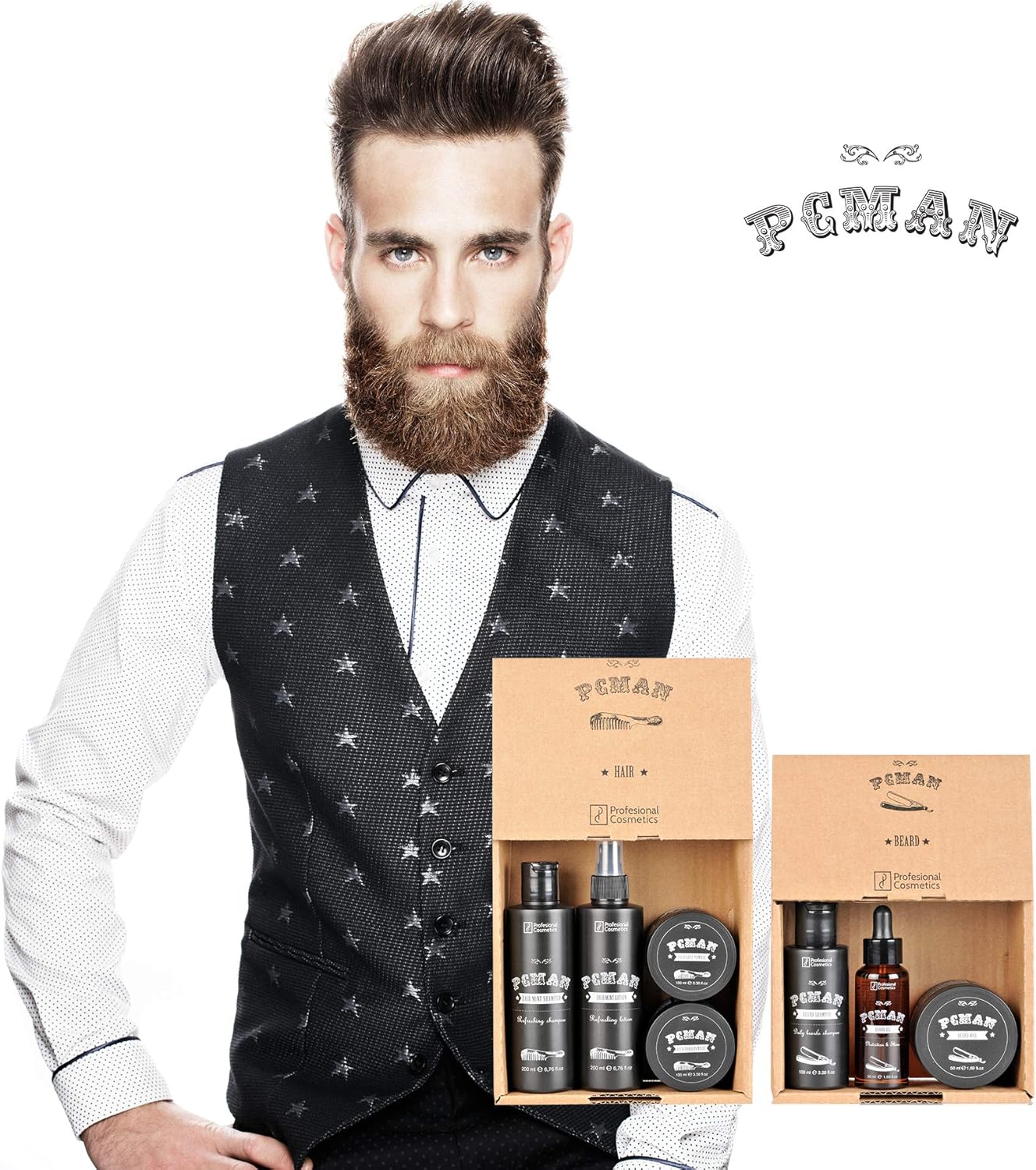 Professional Cosmetics PCMAN Hair. Men’s Hair Products Set – 4 Piece ...