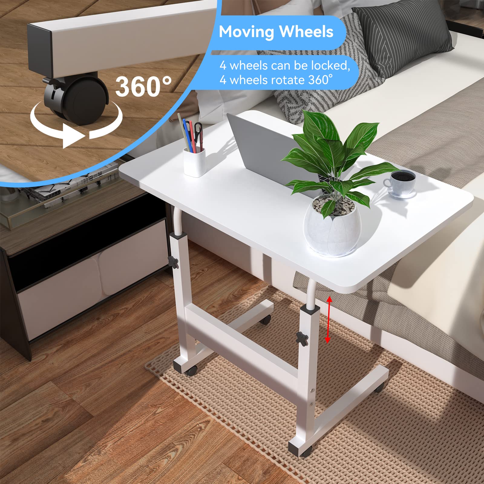 Mua PIPIPOXER 60x40cm Laptoptisch mit Rollen, höhenverstellbarer 69 ...