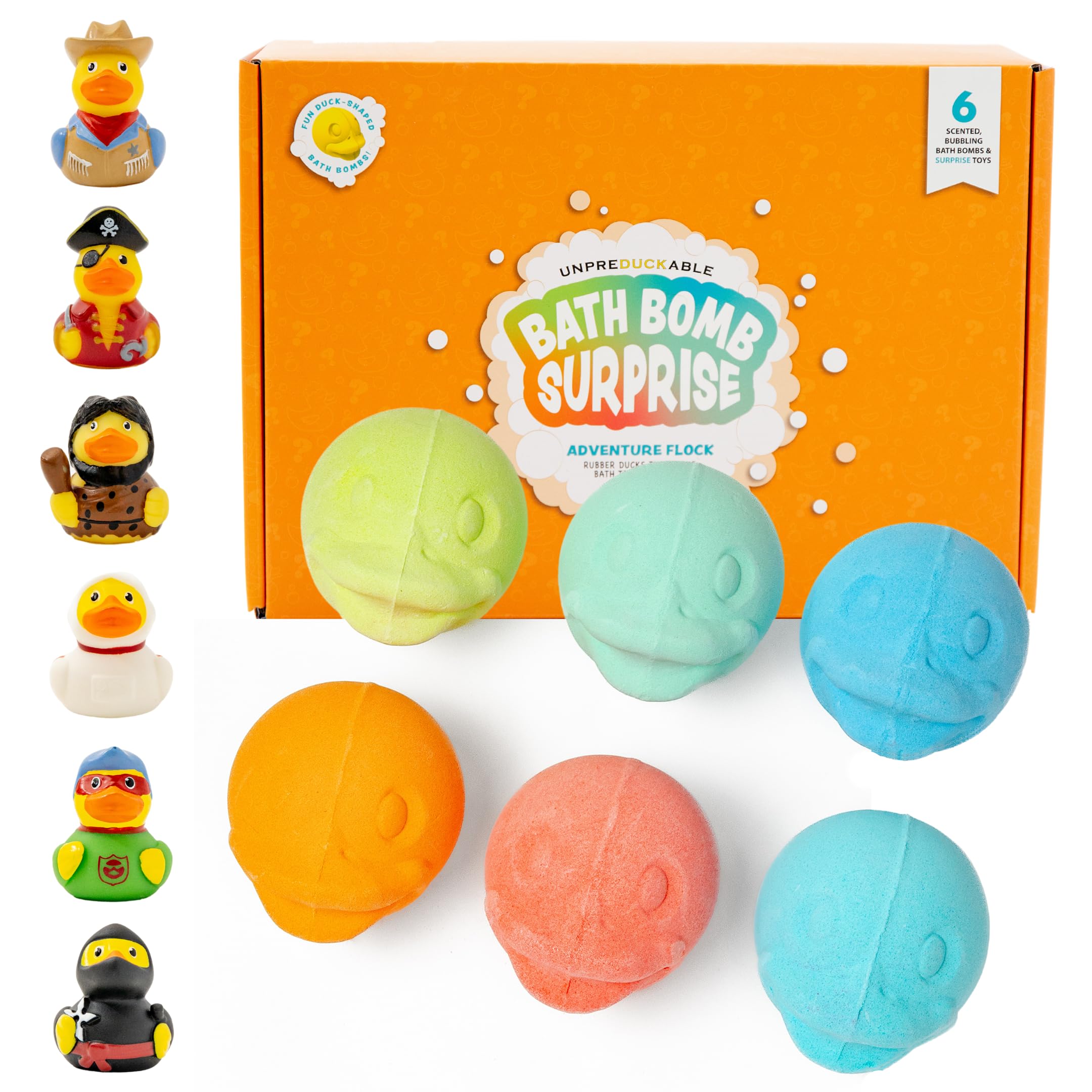 Unpreduckable Bath Bomb Surprise, Duck Shaped Bath Bombs with Surprise Rubber Duck Inside, Kids ...