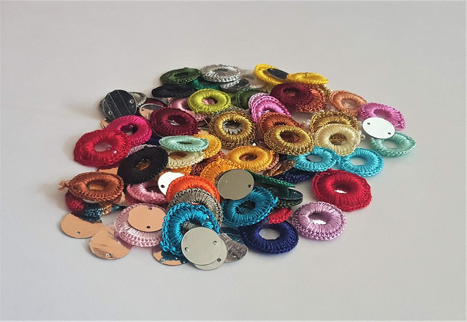 50 Plus Crochet Mirror-RIMS Multi Mix with Foil Mirrors 2 Sew or Glue 4 ...