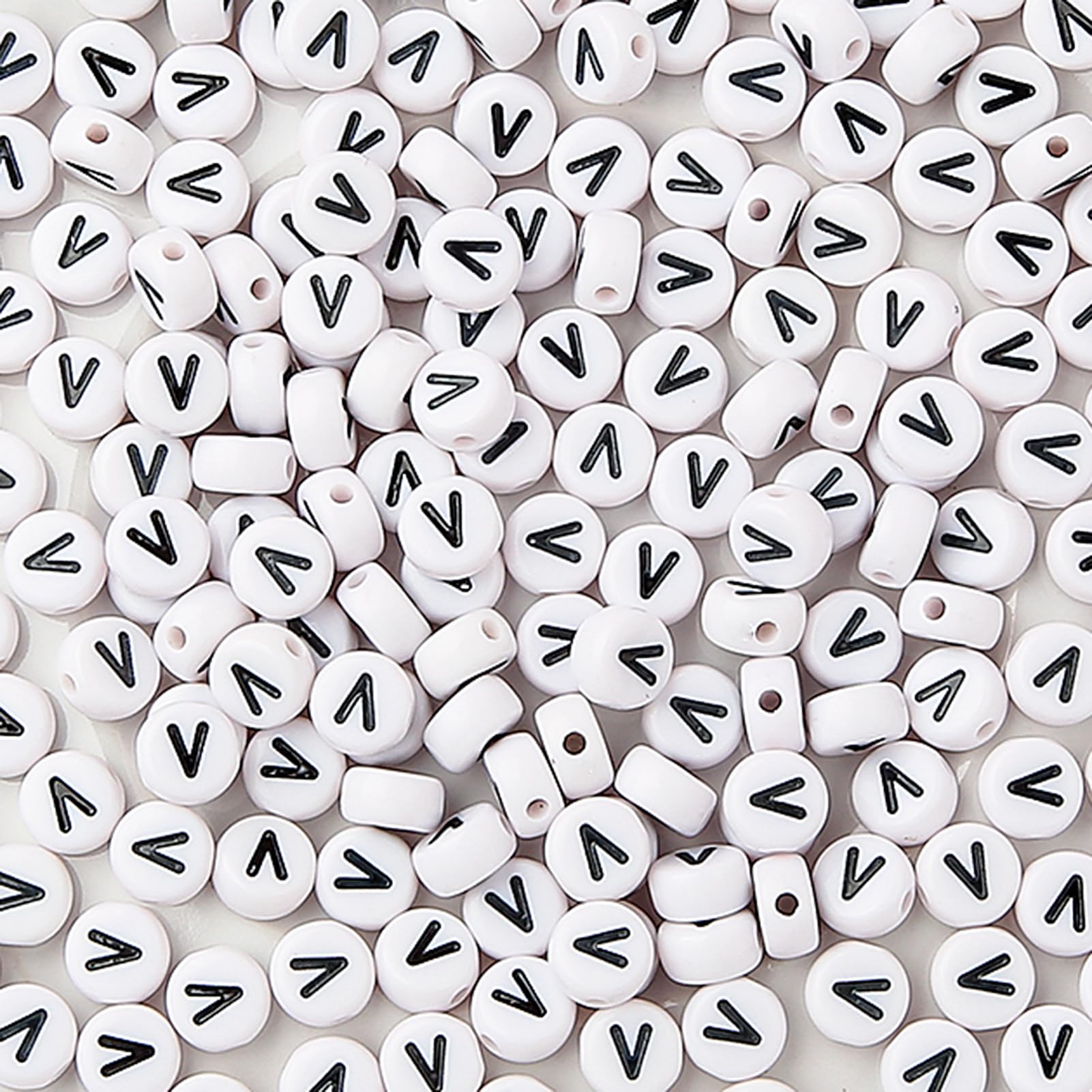 CYEENUT 200pcs Round Letter Beads Small Letter Beads White Black ...