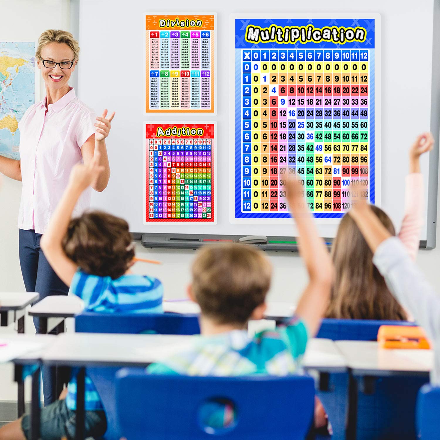 Blulu Laminated Educational Math Posters for Kids, 4 Large Size ...
