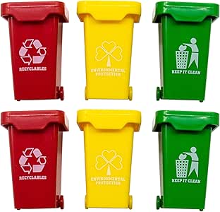 Amazon.com: AUEAR, 6 Pack Mini Trash Cans Toy Playset Kids Toy Push ...
