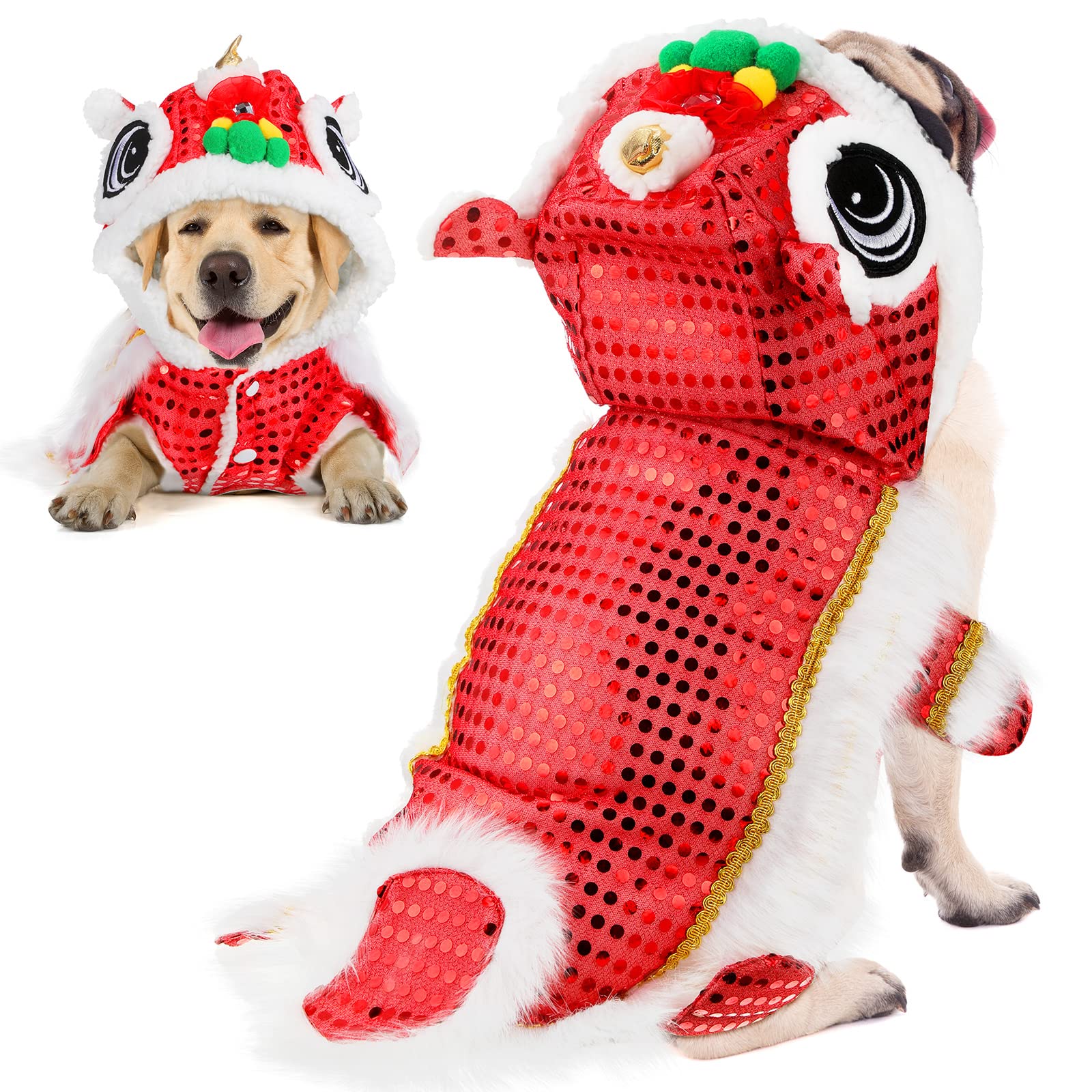 LEIFIDE Lion Dance Dog Costume Chinese New Year Pet Costume with ...