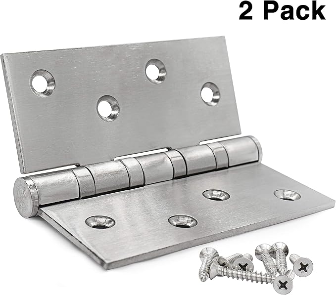 Earl Diamond Brushed Stainless Steel Hinges, 4" X 4" Door Hinges (Pack ...