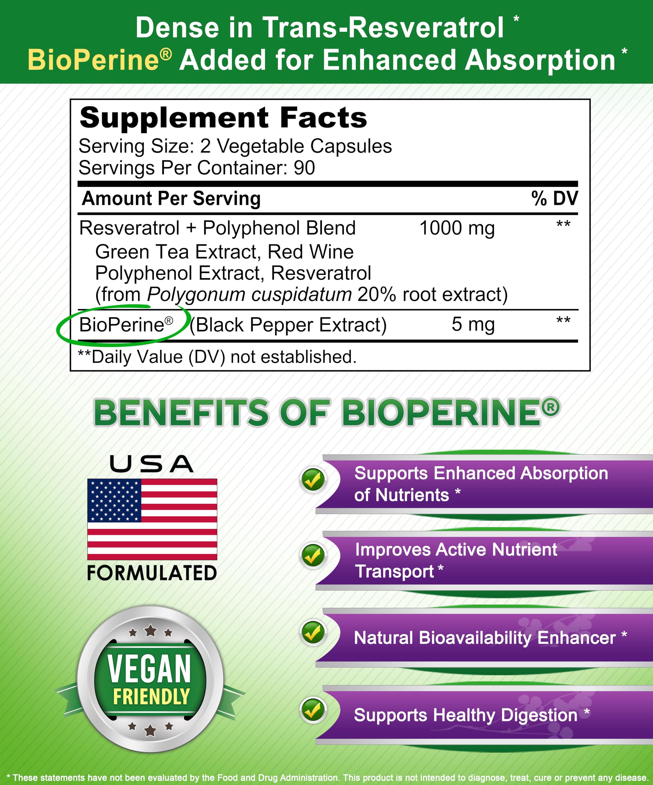 Mua Natural Resveratrol with Red Wine Extract - 180 Capsules - Trans ...