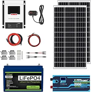 Amazon.com : ExpertPower 1.3KWH 12V Solar Panel Kit | LiFePO4 12V 100Ah ...