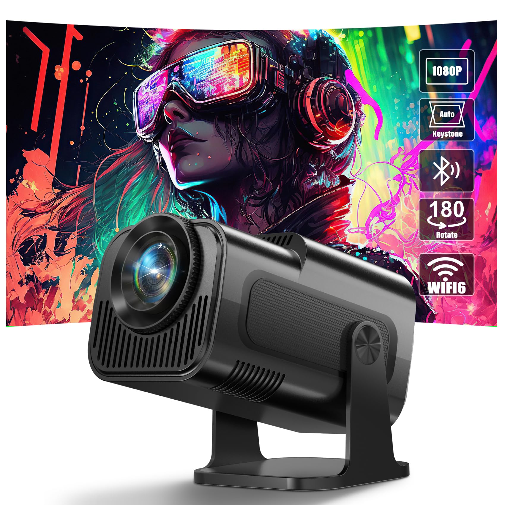 Projector with WiFi and Bluetooth, Mini Projector Portable 4K 1080P ...