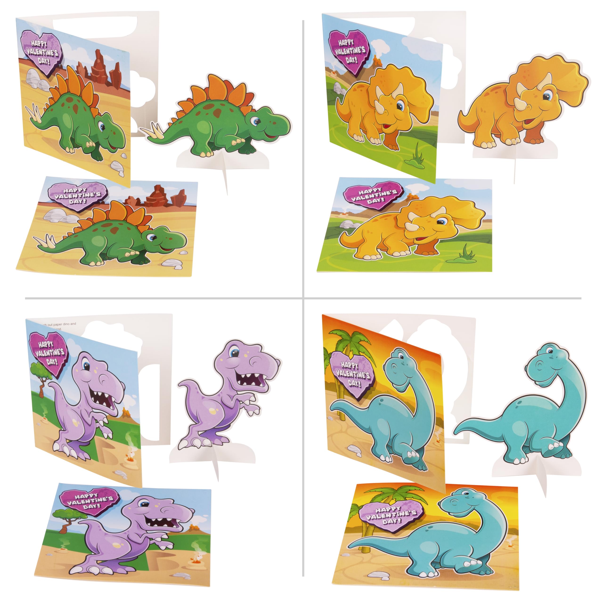 28 Pack Dinosaur Valentines Day Cards With Envelopes & Stickers ...