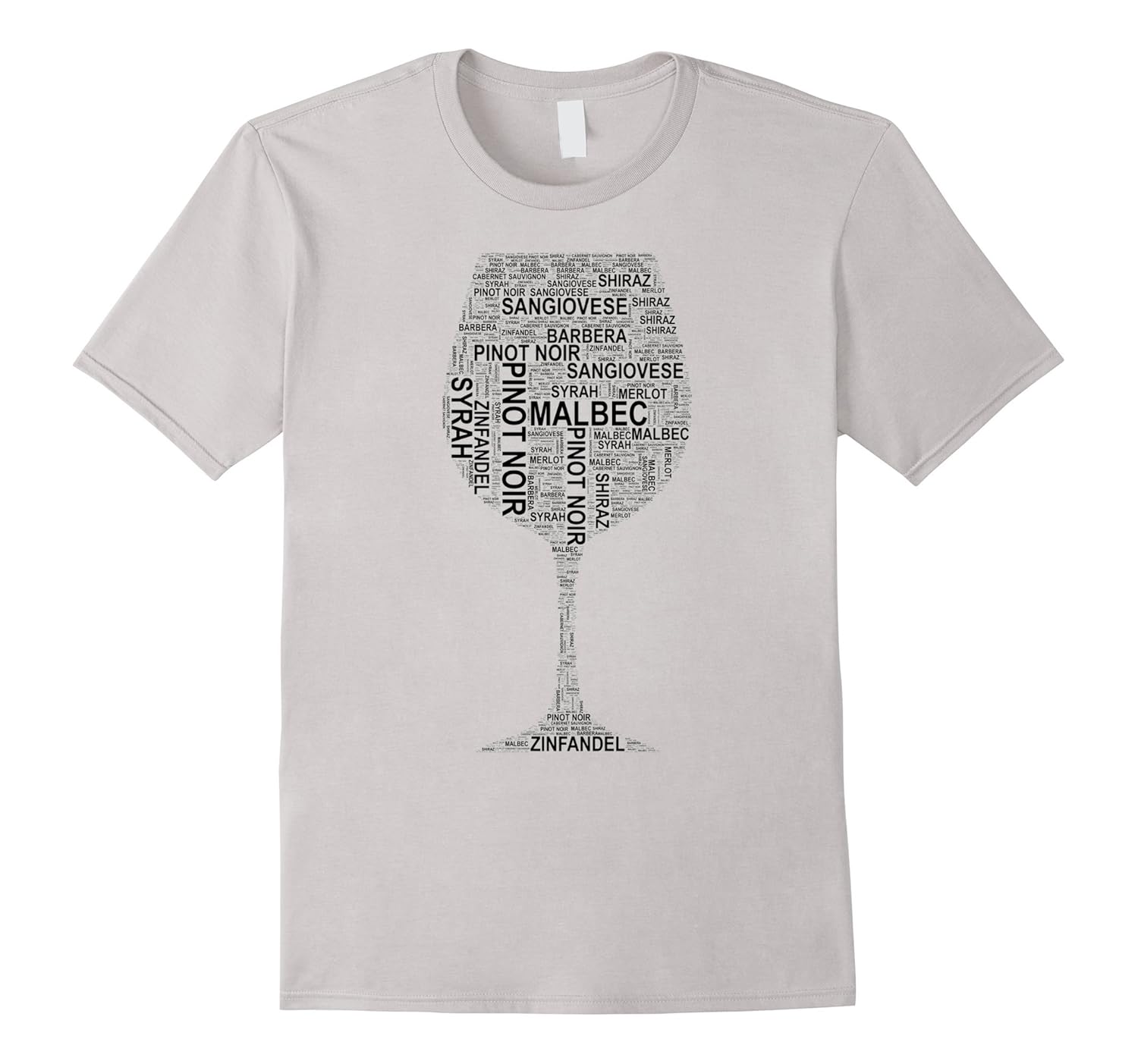 Red Wine Glass Word Art of Wine Types Black Text T-shirt-CL – Colamaga