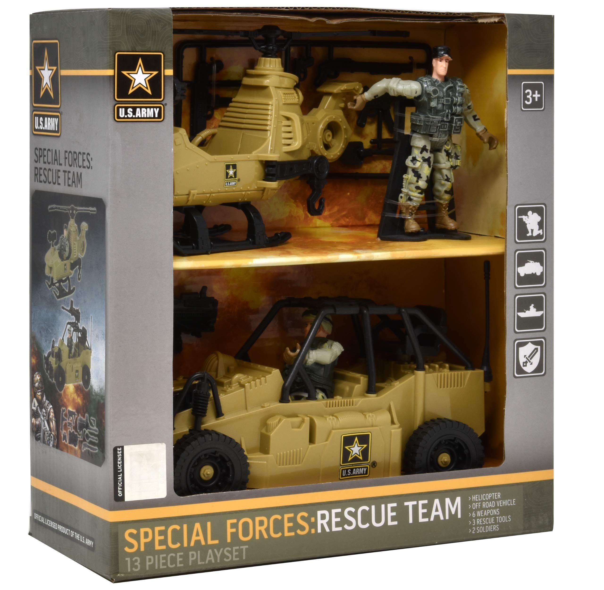 Buy US Army Special Forces Rescue Team 13 Piece Play Set, Helicopter ...