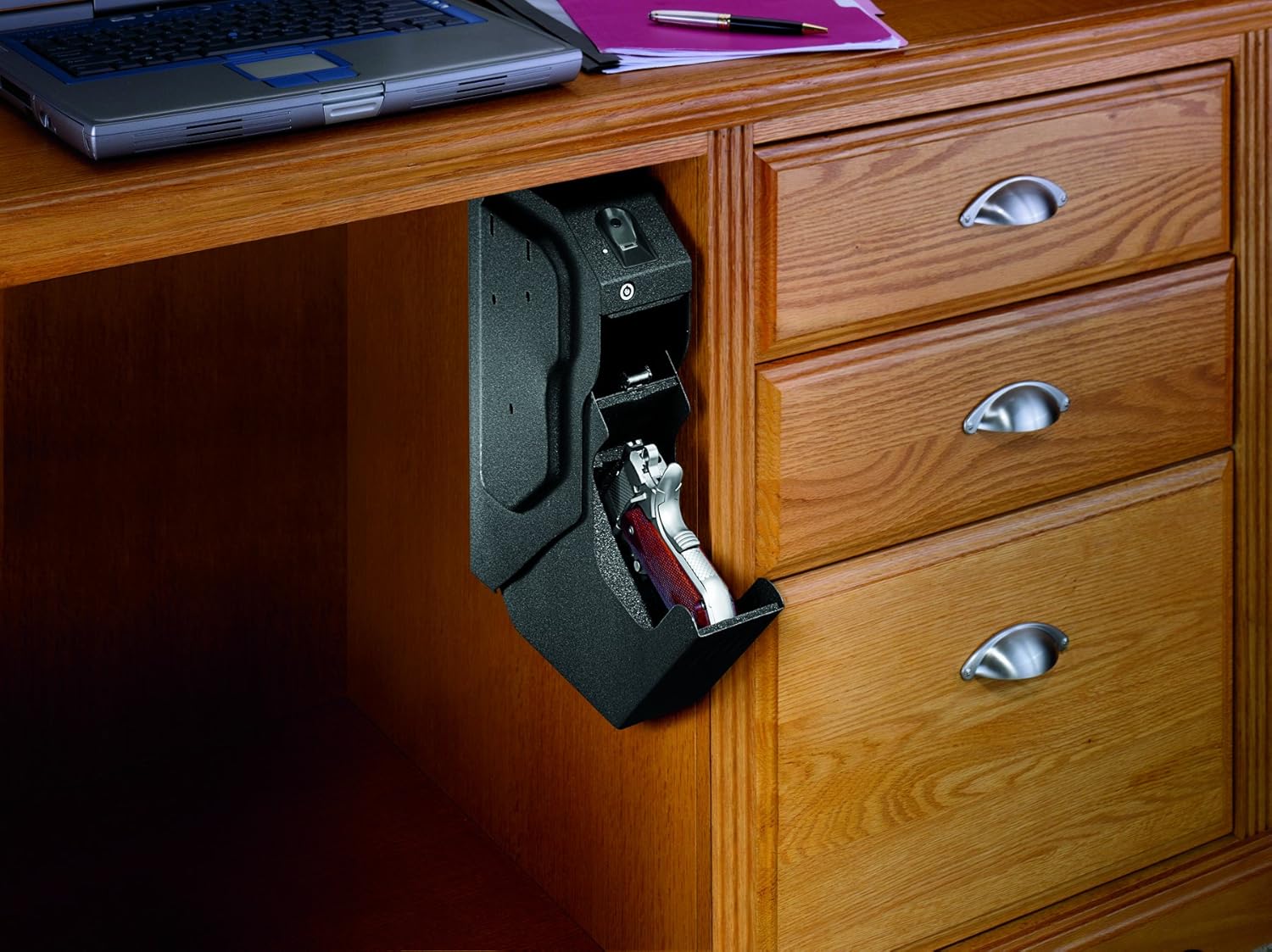 Biometric Gun Speed Safe Quick Access Pistol HandGun Under Desk Hidden Biometric Gun Speed Safe Quick Access Pistol HandGun Under Desk Hidden