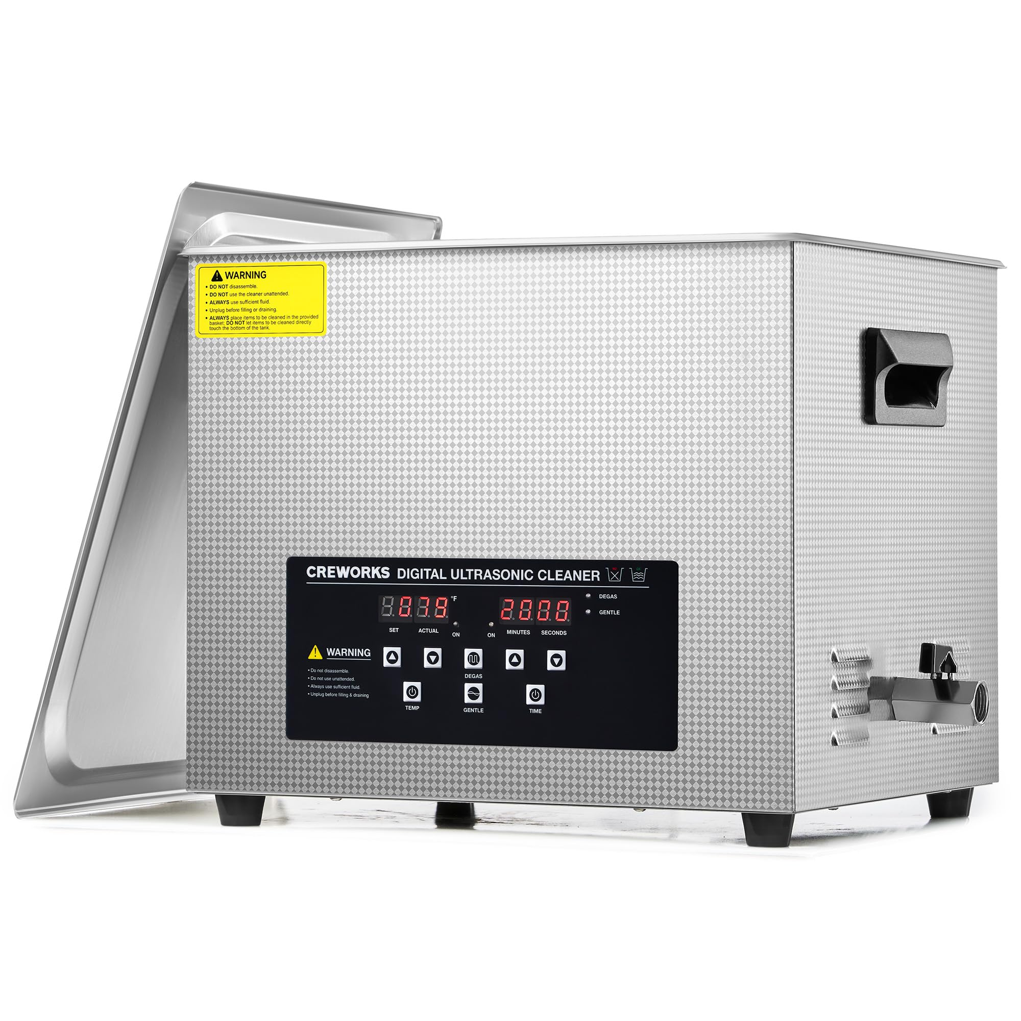 CREWORKS 15L Digital Ultrasonic Cleaner with Degas Gentle Modes, 4 gal ...