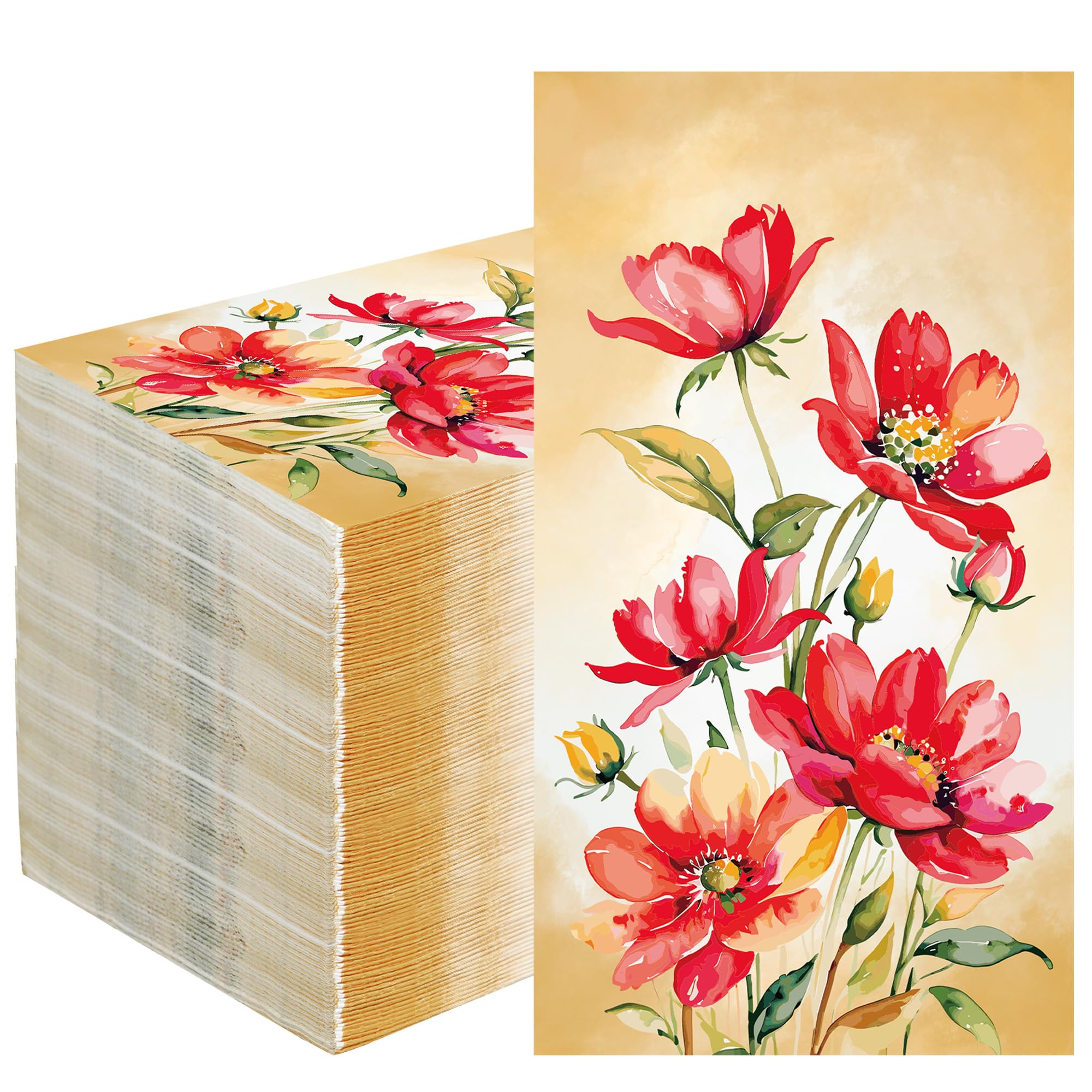 100 PCS Floral Guest Napkins Watercolor Flower Paper Napkins Disposable ...