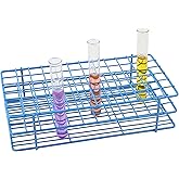 EISCO Blue Epoxy Coated Steel Wire Test Tube Rack, 80 Holes, Outer ...