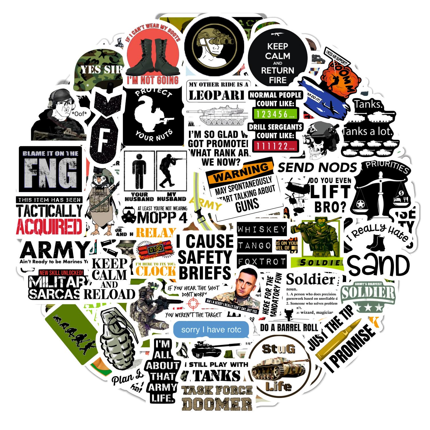 Mua BulbaCraft 100Pcs Funny Army Stickers and Decals — Small Vinyl ...