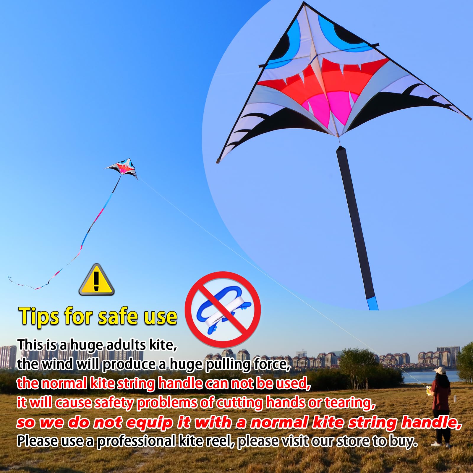 Mua WEICAFLY Giant Delta Kite for Adults,110" in Huge Single Line Shark ...