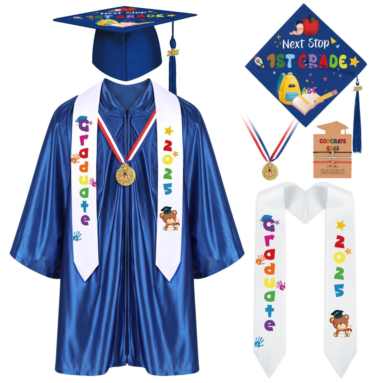 2025 Kindergarten Preschool Graduation Gown Cap Set Graduation Stole ...