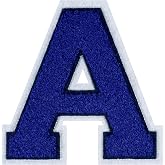 Amazon.com: 4-1/2" Iron on Letter Patches Blue Chenille Letter Patches ...