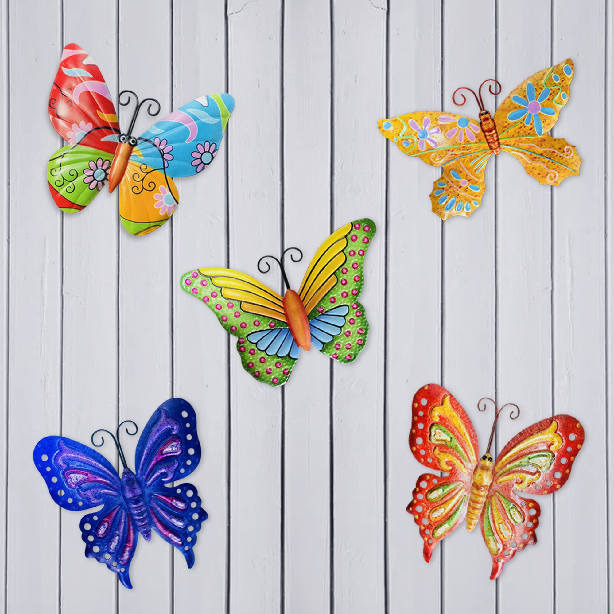 CREPRO 3D Metal Butterfly Wall Decor, 5 Pack Metal Colorful Butterfly ...