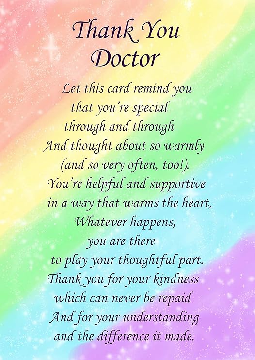 Thank You 'Doctor' Poem Verse Greeting Card: Amazon.co.uk: Office Products