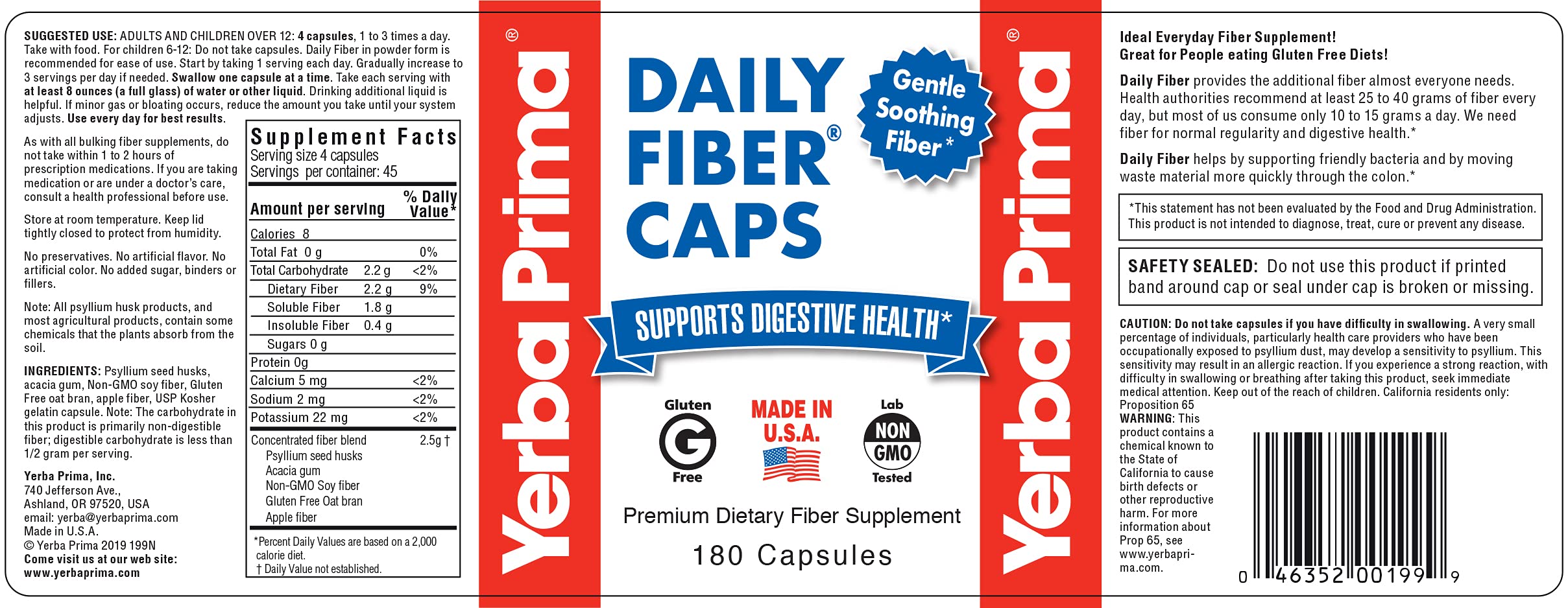 Mua Yerba Prima Daily Fiber Caps - 180 Capsules - Soluble & Insoluble ...