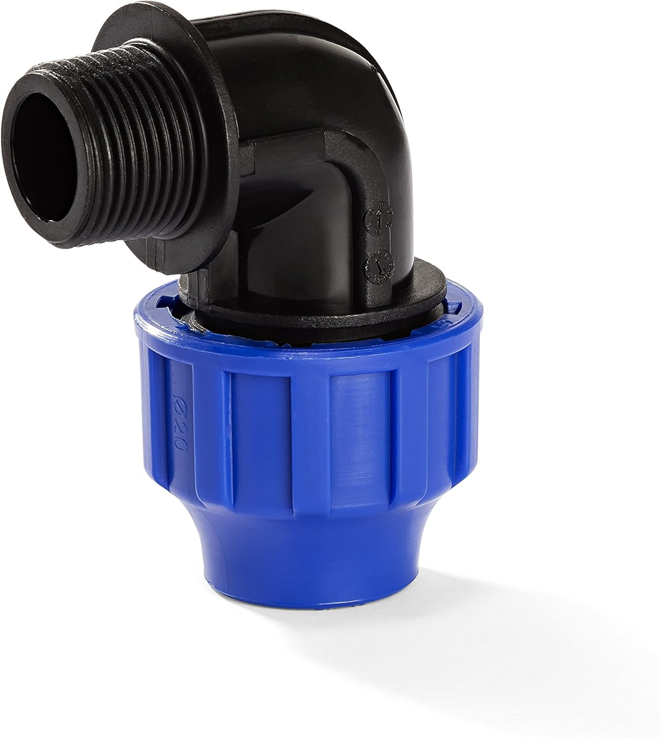 H2O-Flex PP-Fitting, Klemmverbinder - Winkel 90° mit 3/4" Aussengewinde für PE-Rohr, 20 mm, DVGW ...