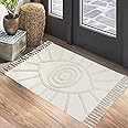 Amazon.com: Uphome Boho Bathroom Rugs 2'x3' Beige Evil Eye Tufted ...