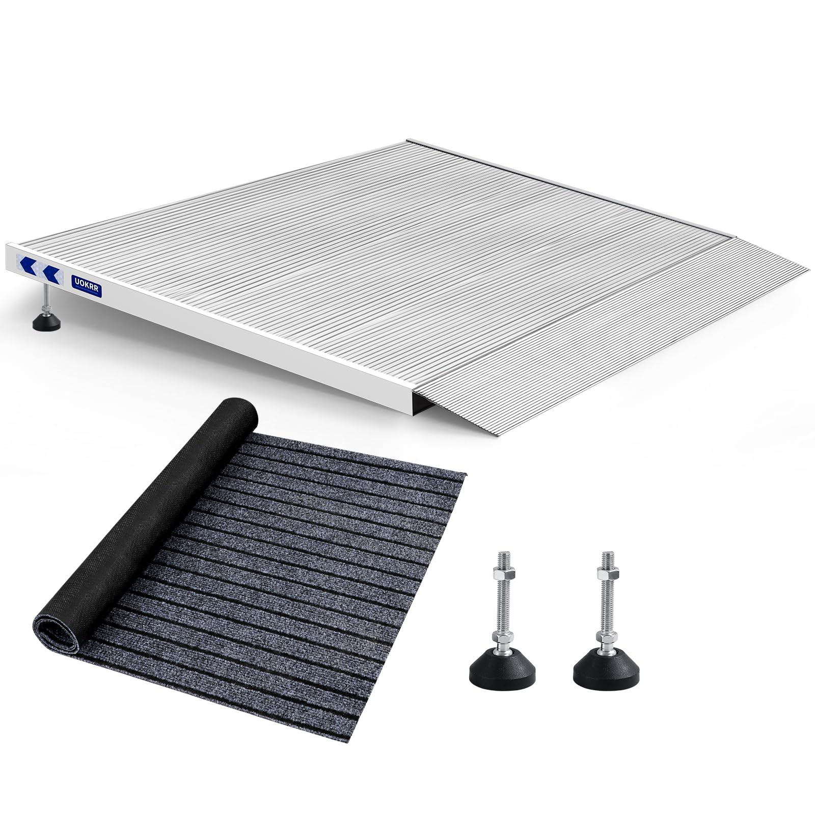 UOKRR Aluminum Threshold Ramp for Wheelchairs, 3.4-6.1" Rise Door Ramps ...