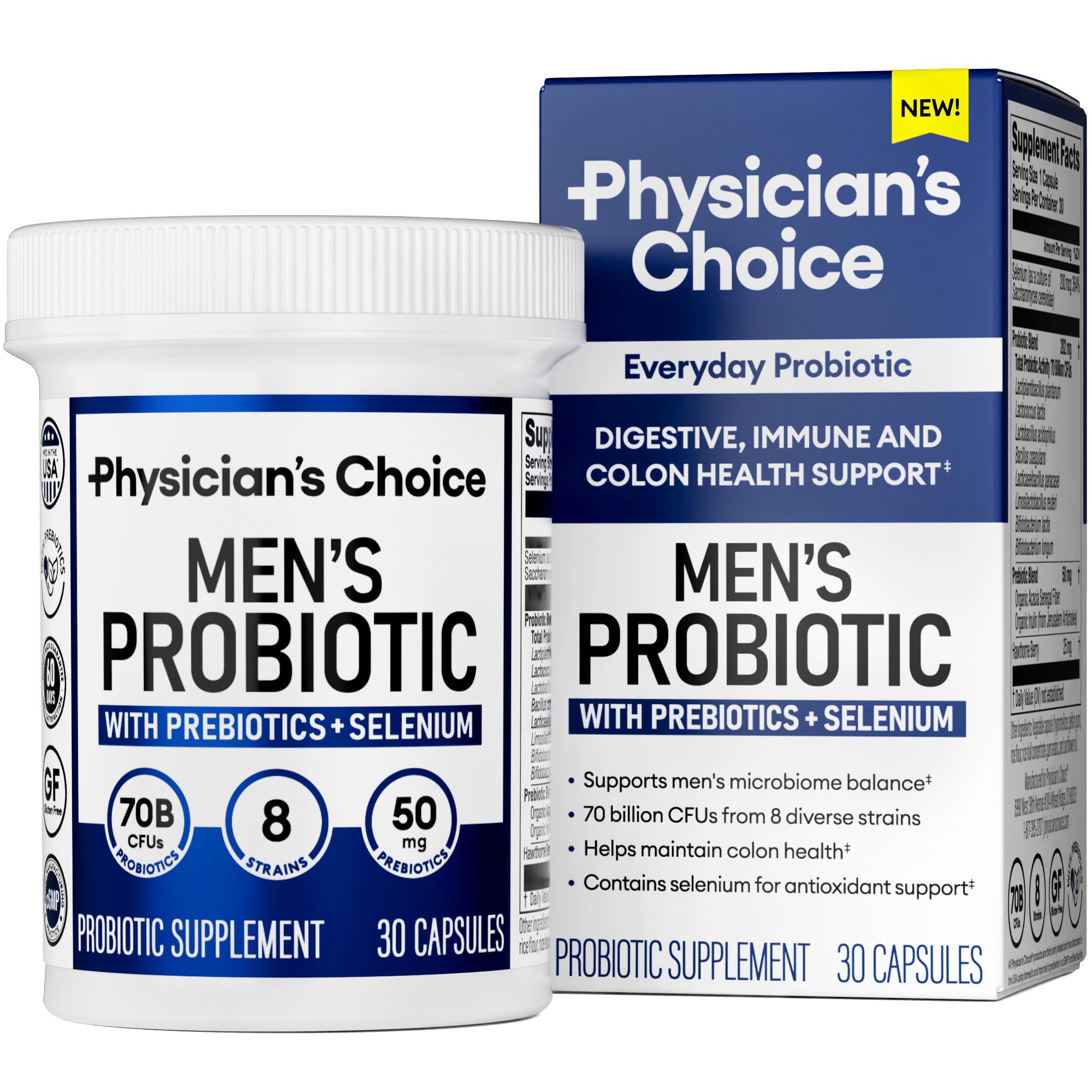 Physician's CHOICE Probiotics for Men - 70 Billion CFU - 8 Strains - w ...