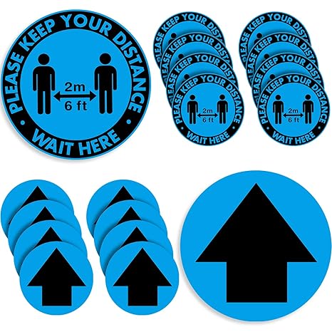 20 Pieces One Way Directional Arrows Signs and Social Distance Floor ...